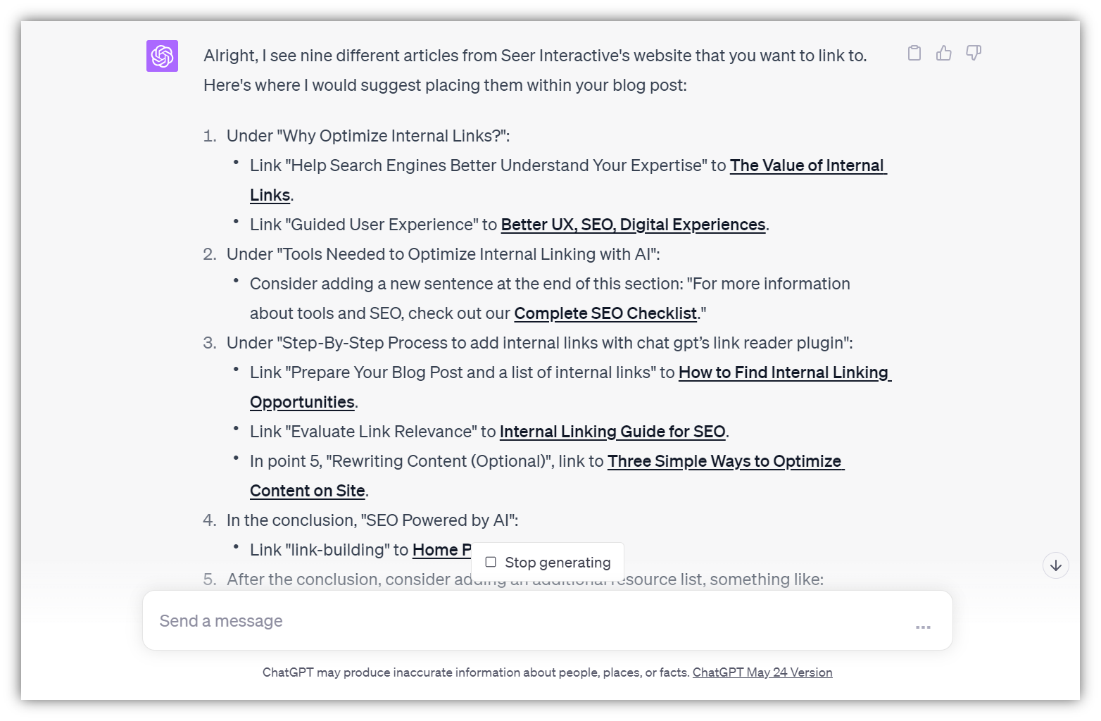 SEO Internal Linking with ChatGPT | Seer Interactive